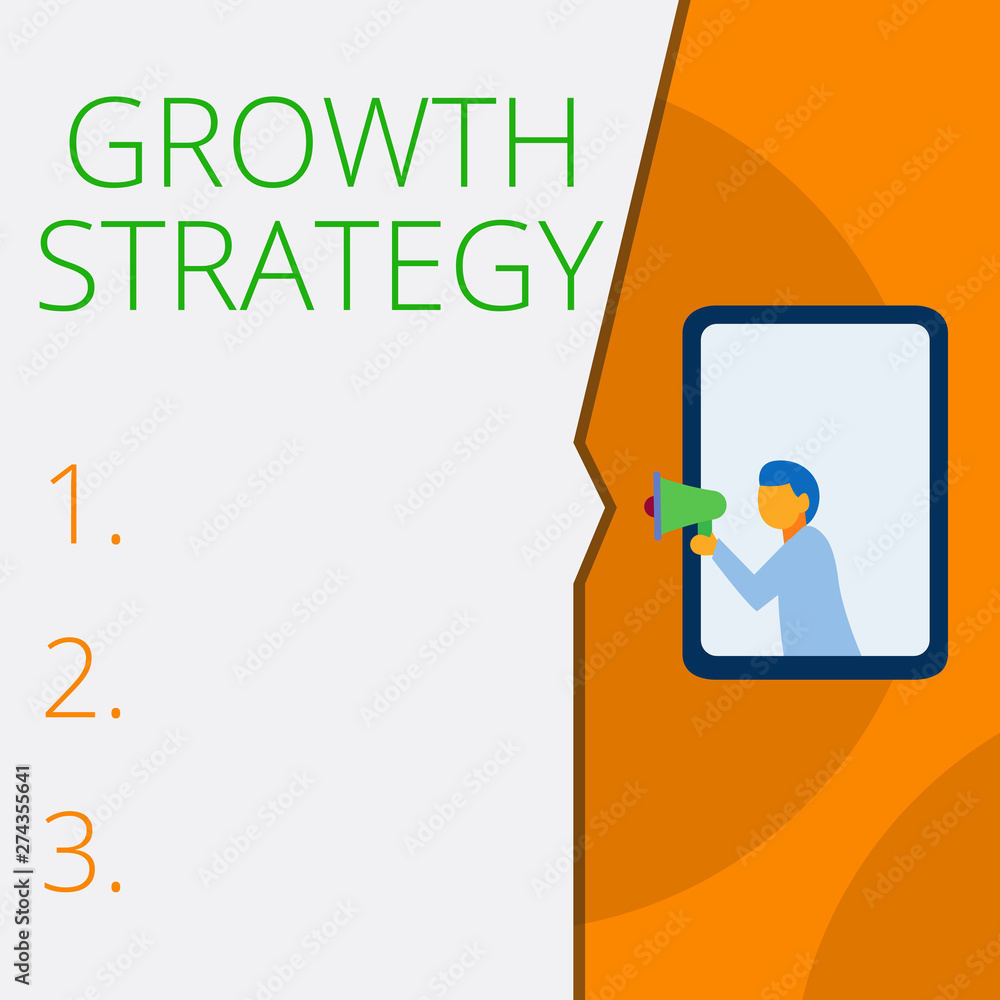 Writing note showing Growth Strategy. Business concept for Strategy ...