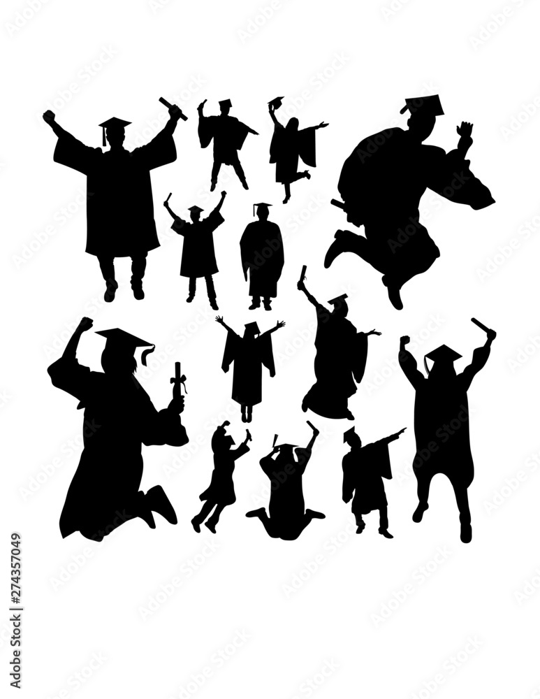 Academic graduation silhouettes. Good use for symbol, logo, web icon ...