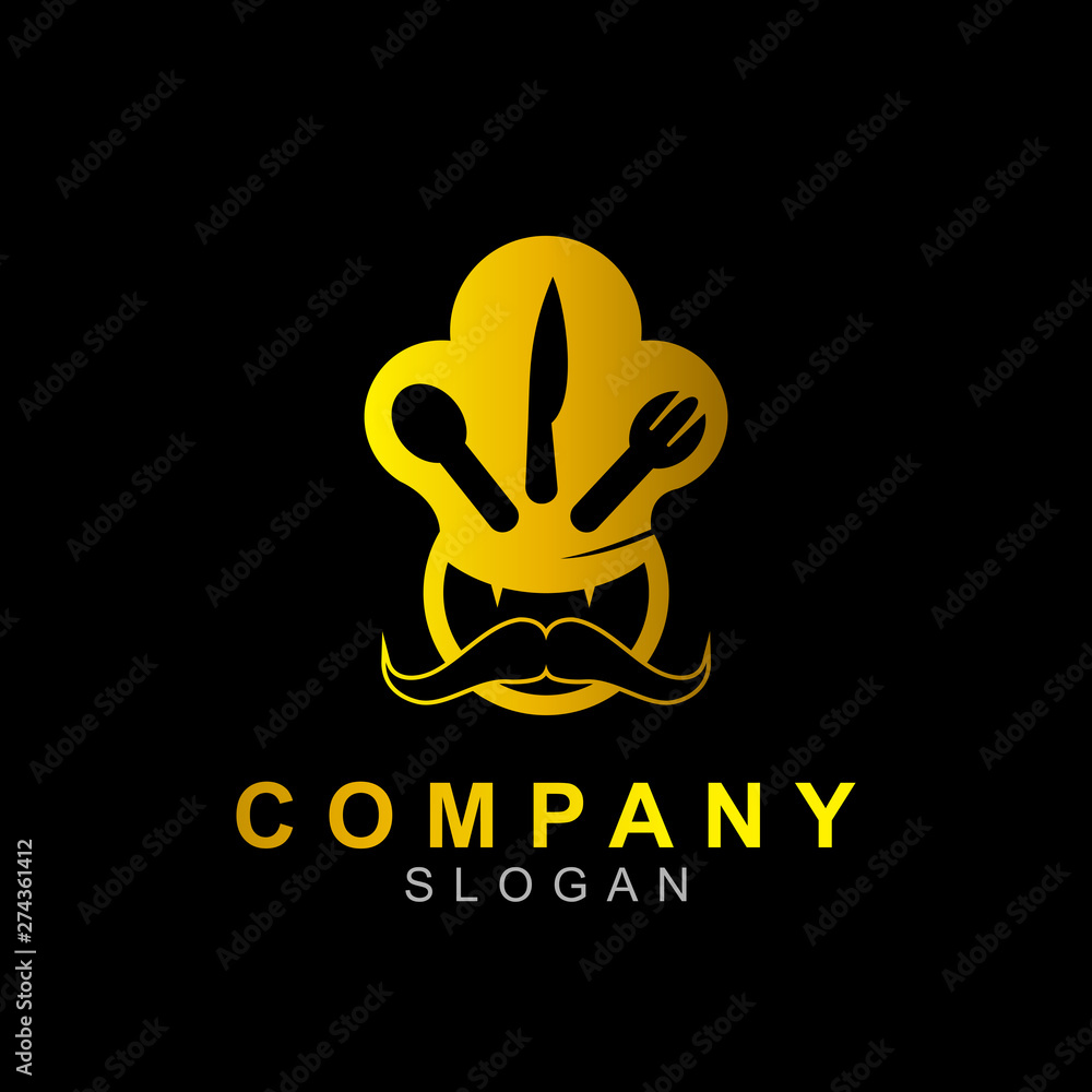 chef logo with delicious cuisine, logo ready to use Stock Vector ...