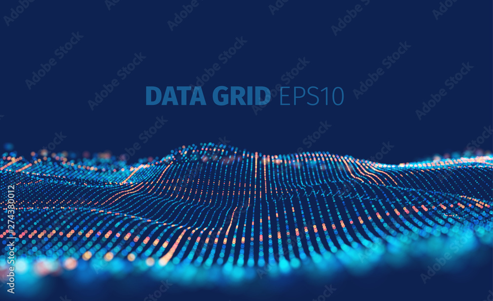 Data grid vector abstract background. Binary code structure. Bigdata ...