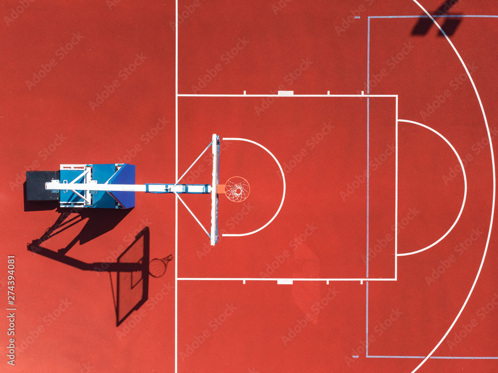 Fotka „Basketball court and its layout view from above. Aerial ...