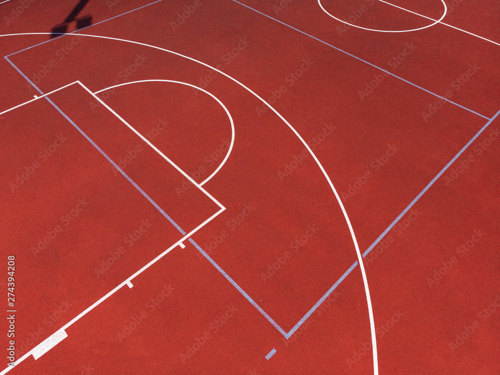 Basketball court and its layout view from above. Aerial Photography ...