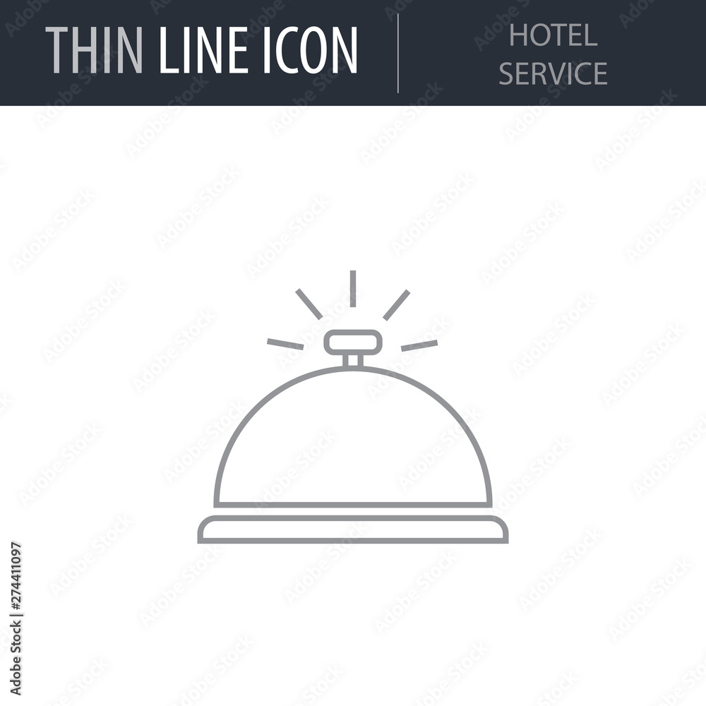 Symbol of Hotel Service Thin line Icon of Hotel Services. Stroke ...