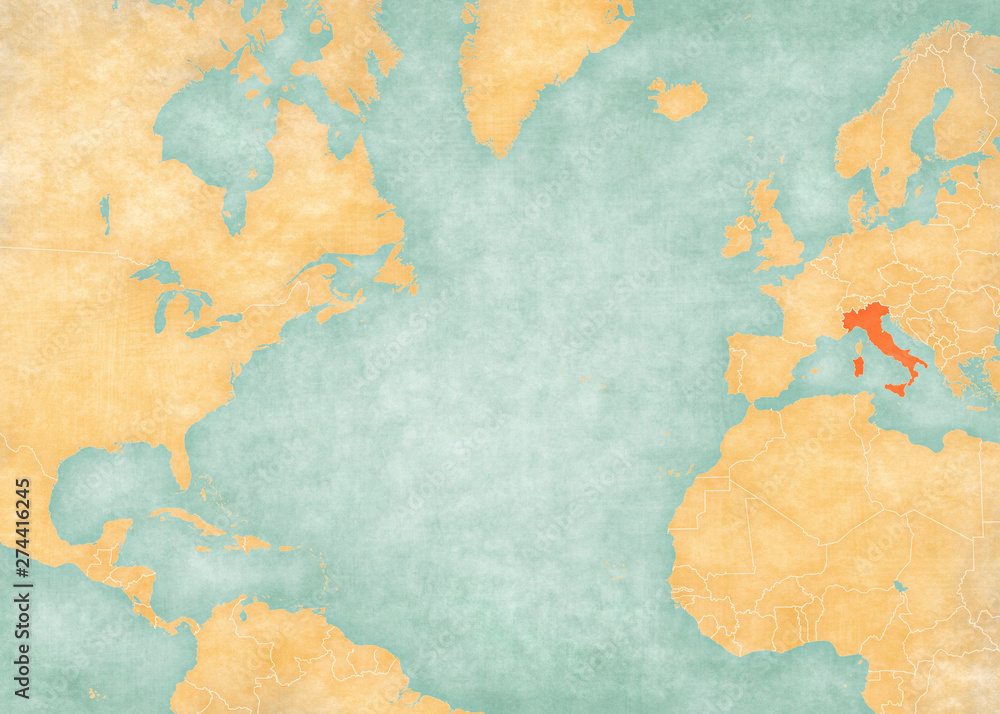 Map of North Atlantic Ocean - Italy Stock Illustration | Adobe Stock