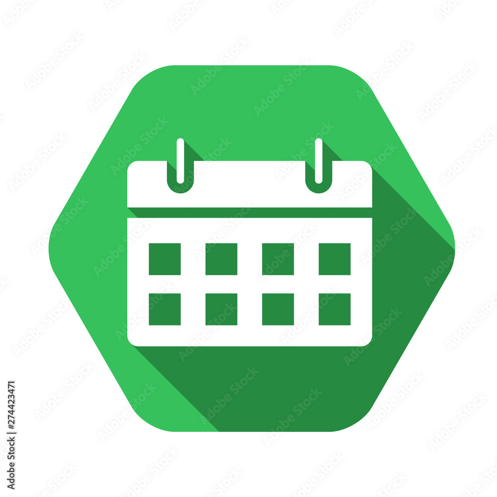 Calendar vector green icon in modern flat style isolated. Symbol ...