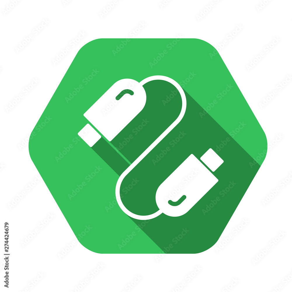 Network cable vector green icon in modern flat style isolated. Network ...
