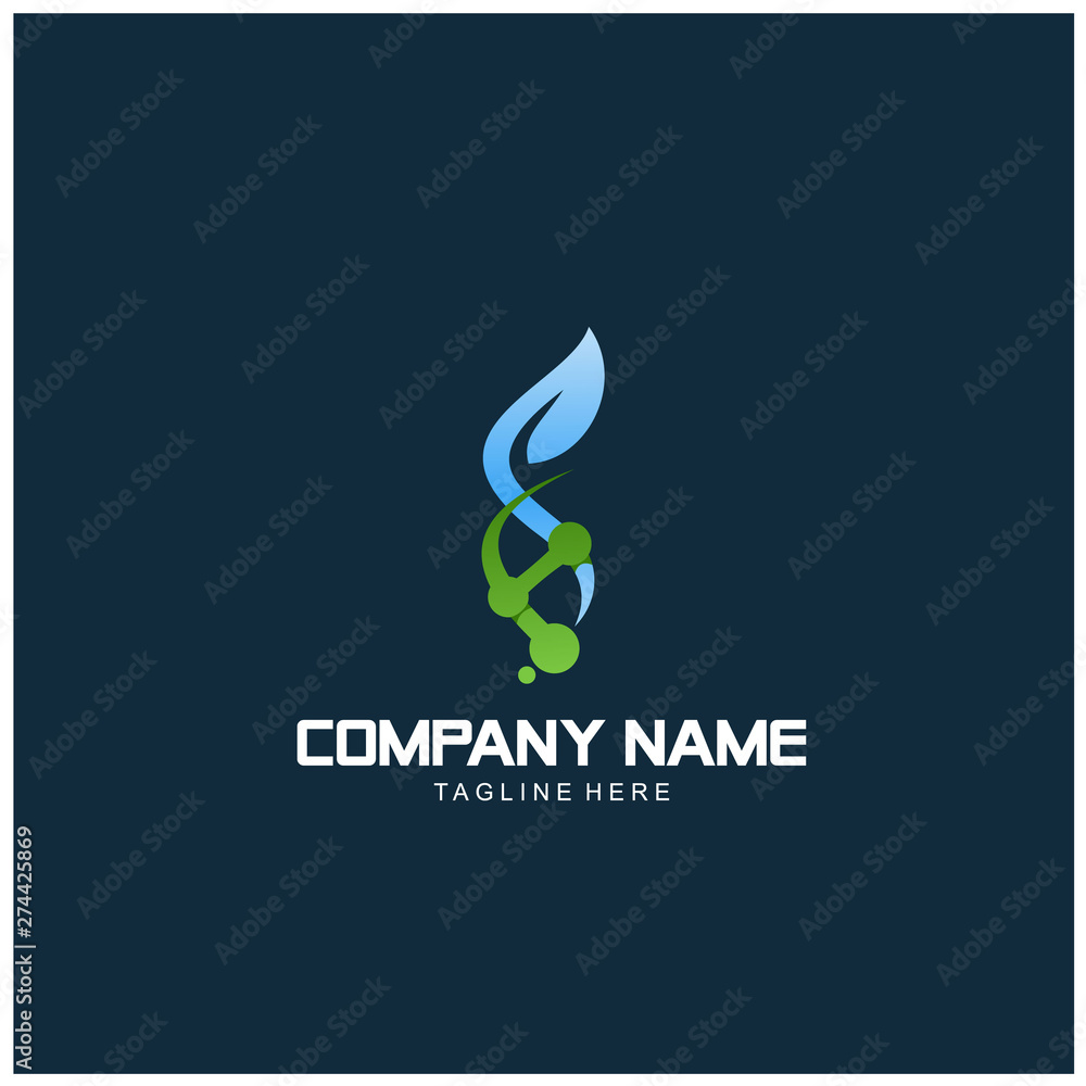 Biotech Logo Design Inspiration With DNA and Leaf Symbols Stock Vector ...