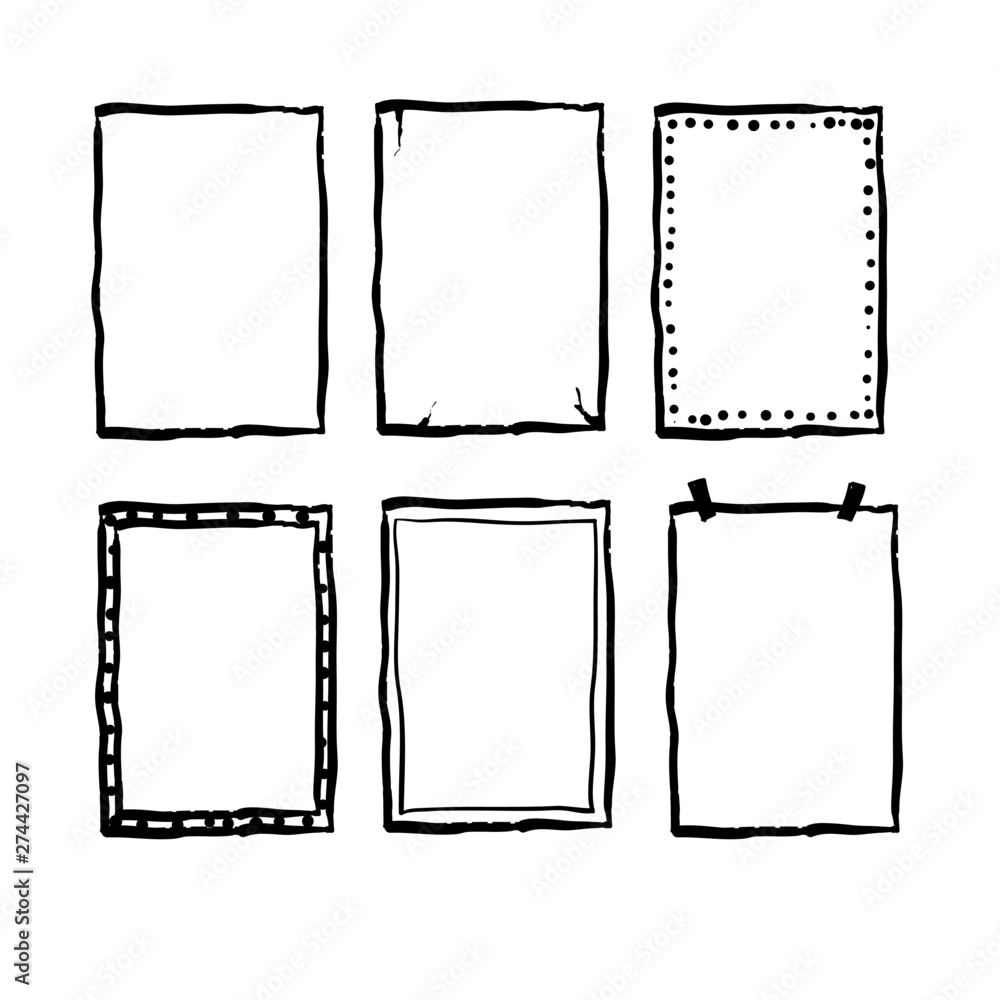 handdrawn doodle frame collection vector Stock Vector | Adobe Stock