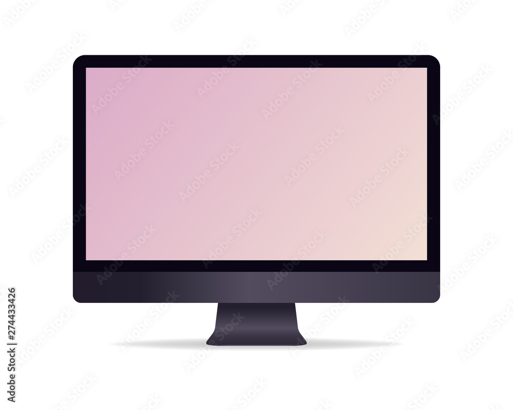 Computer mockup with colorful screen. Mockup isolated on white ...