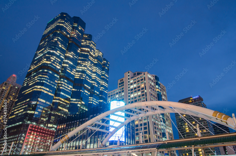 BANGKOK THAILAND-MAY 13: Chong Nonsi Station with Sathorn Thani ...