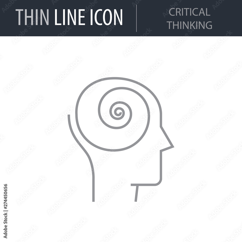 Symbol of Critical Thinking. Thin line Icon of Human Personality And ...
