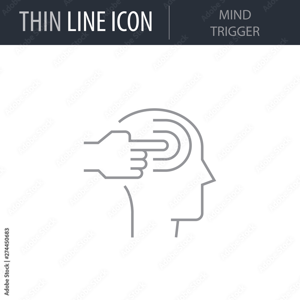 Symbol of Mind Trigger. Thin line Icon of Human Personality And Traits. Stroke Pictogram Graphic ...