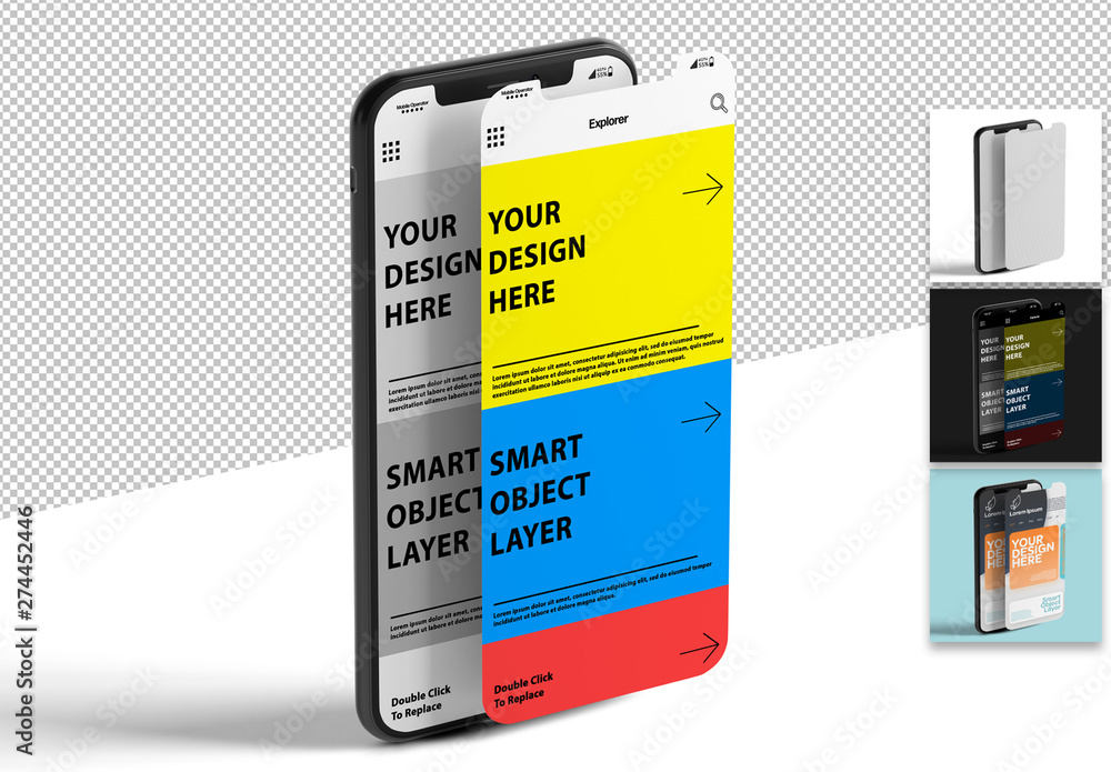 Mockup of 2 Smartphone Screen Designs Stock Template | Adobe Stock