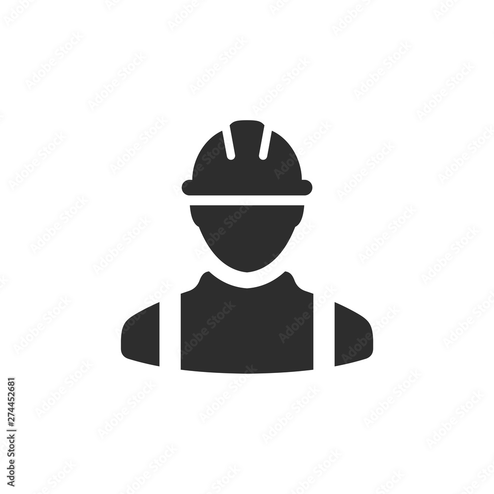 Construction worker icon template black color editable. Construction ...