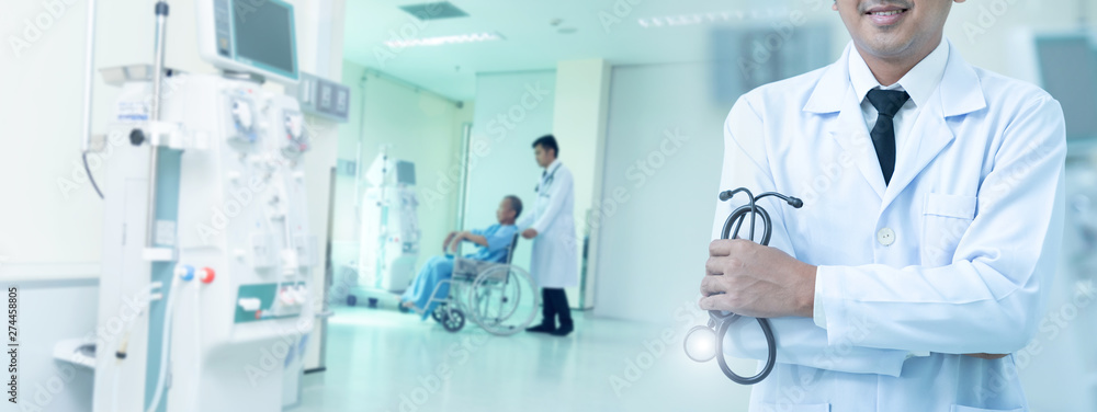 Doctors and sick people With advanced dialysis equipment in the ...