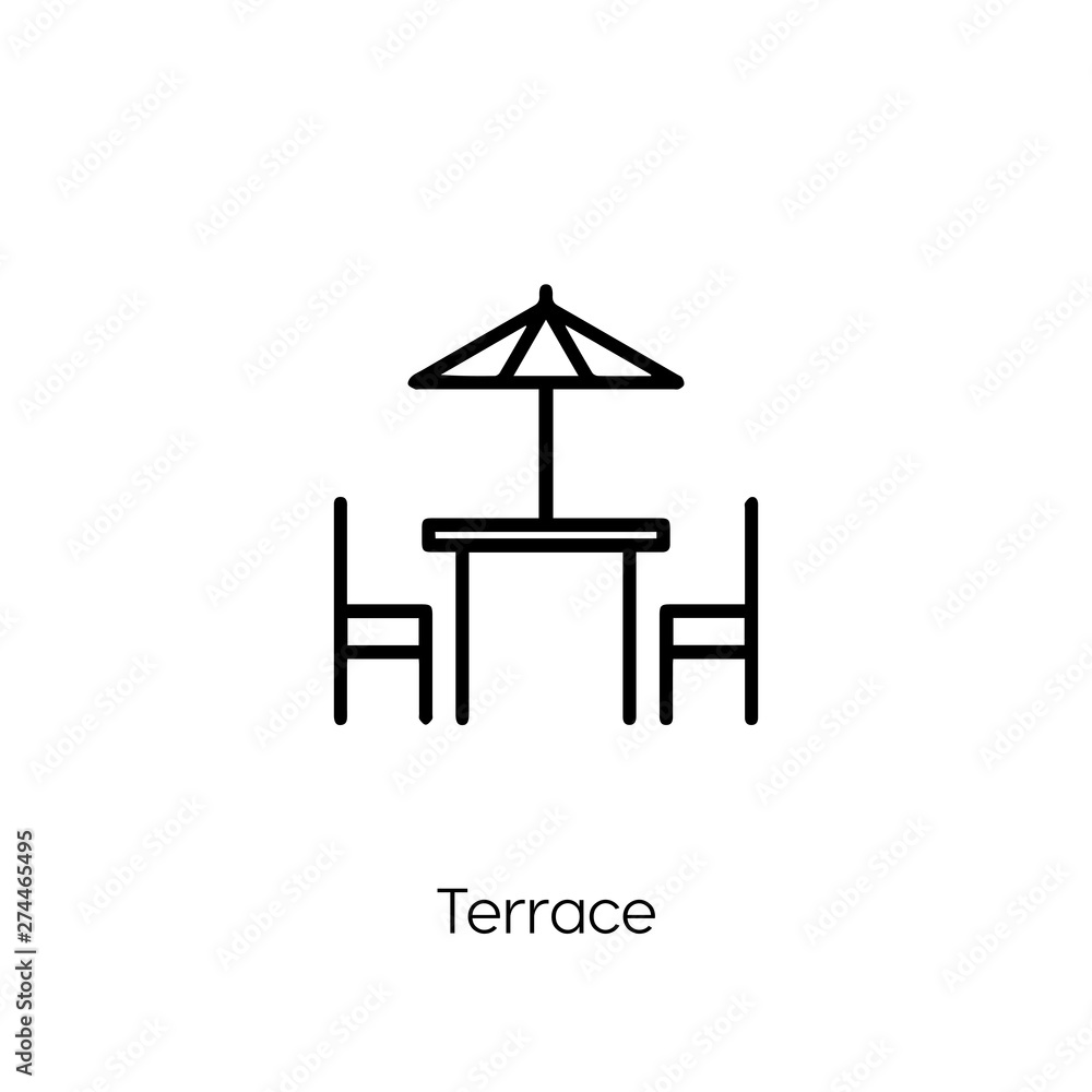 terrace icon. terrace vector symbol. Linear style sign for mobile ...