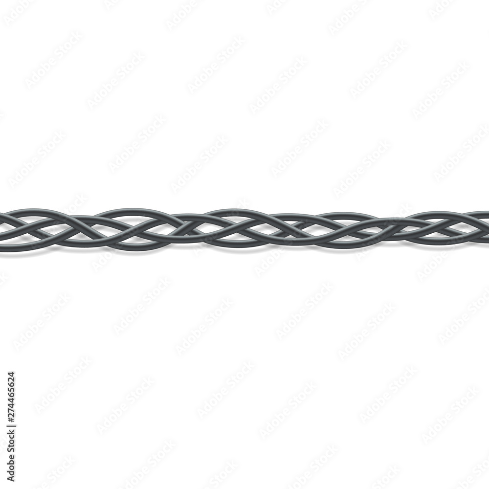 Black electric cables intertwined into a braid - vector illustration ...