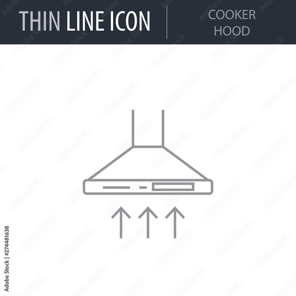 Symbol of Cooker Hood. Thin line Icon of Kitchen Utensils. Stroke ...
