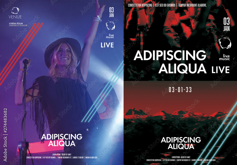 Poster Set with Photo Effect Stock Template | Adobe Stock