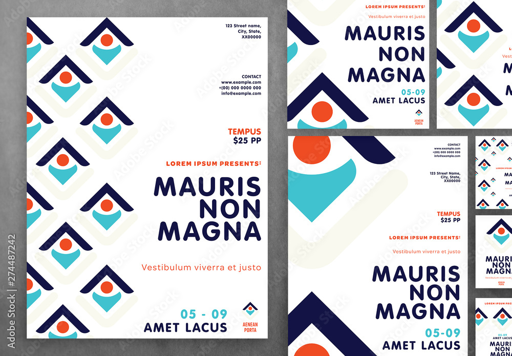 Event Poster Set with Geometric Pattern Stock Template | Adobe Stock