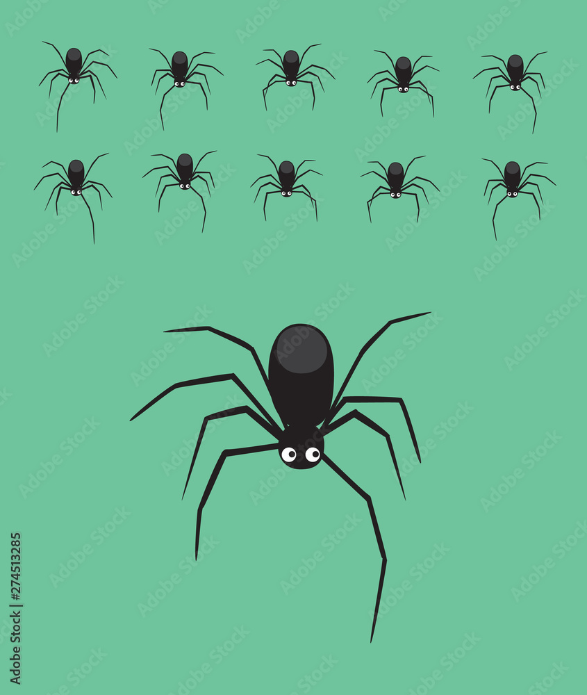 Animal Animation Spider Walking Cute Cartoon Vector Illustration Stock ...