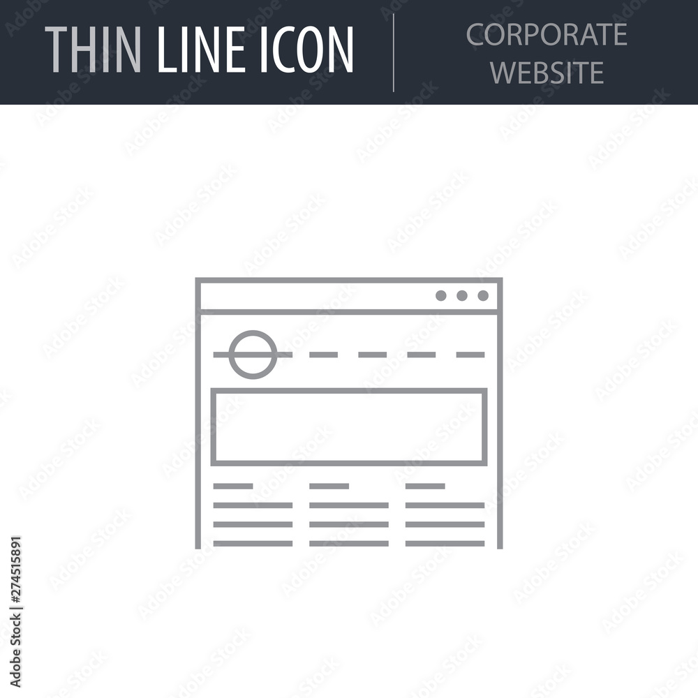 Symbol of Corporate Website. Thin line Icon of Modern Business. Stroke ...