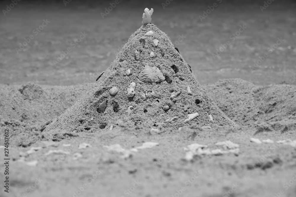 Sand pyramid on beach in black and white Egypt Stock Photo | Adobe Stock