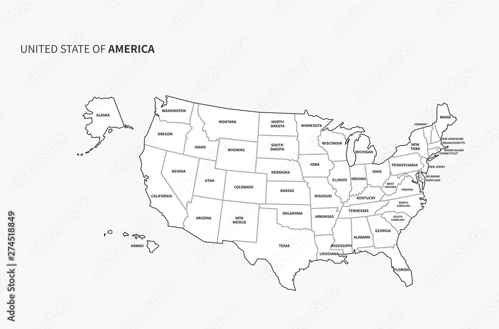 united states boundary. infographic vector map of america. usa vector ...