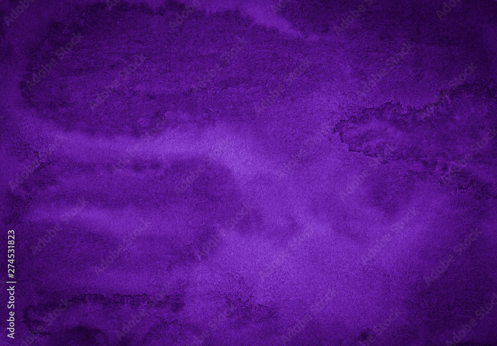 Dark rich purple watercolor background with torn strokes and uneven ...