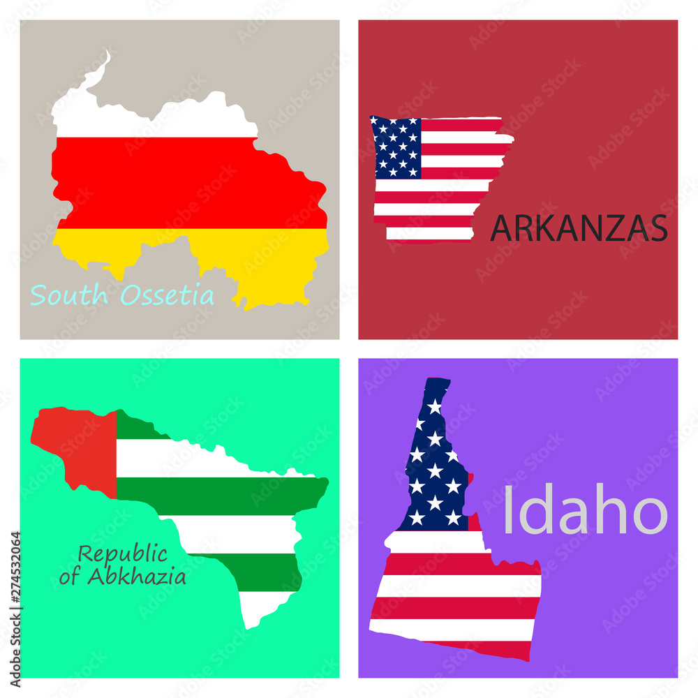 Poster map of regions in the world. Flag print map of USA for ...