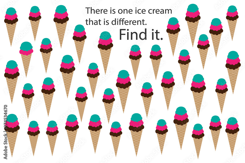 Vetor do Stock: Find ice cream that different, spring fun education ...