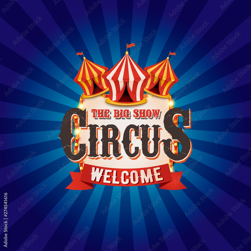 Vector Circus banner. Classical Circus tent. Stock Vector | Adobe Stock