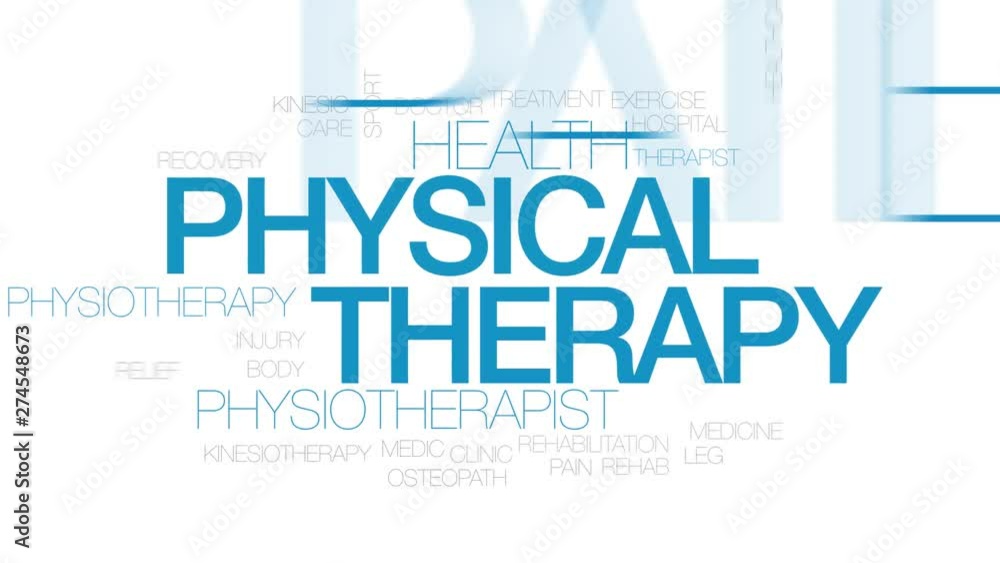 Physical therapy animated word cloud, text design animation. Kinetic ...