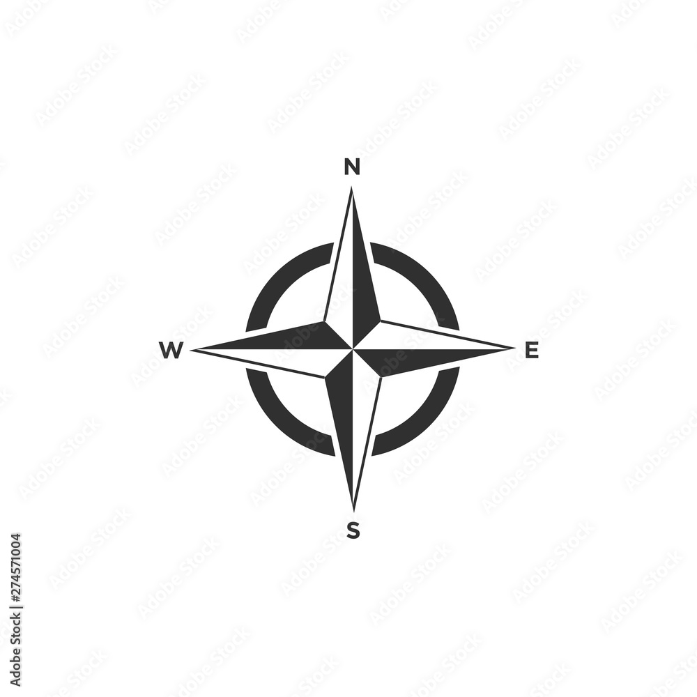 Compass icon template black color editable. Compass symbol Flat vector ...