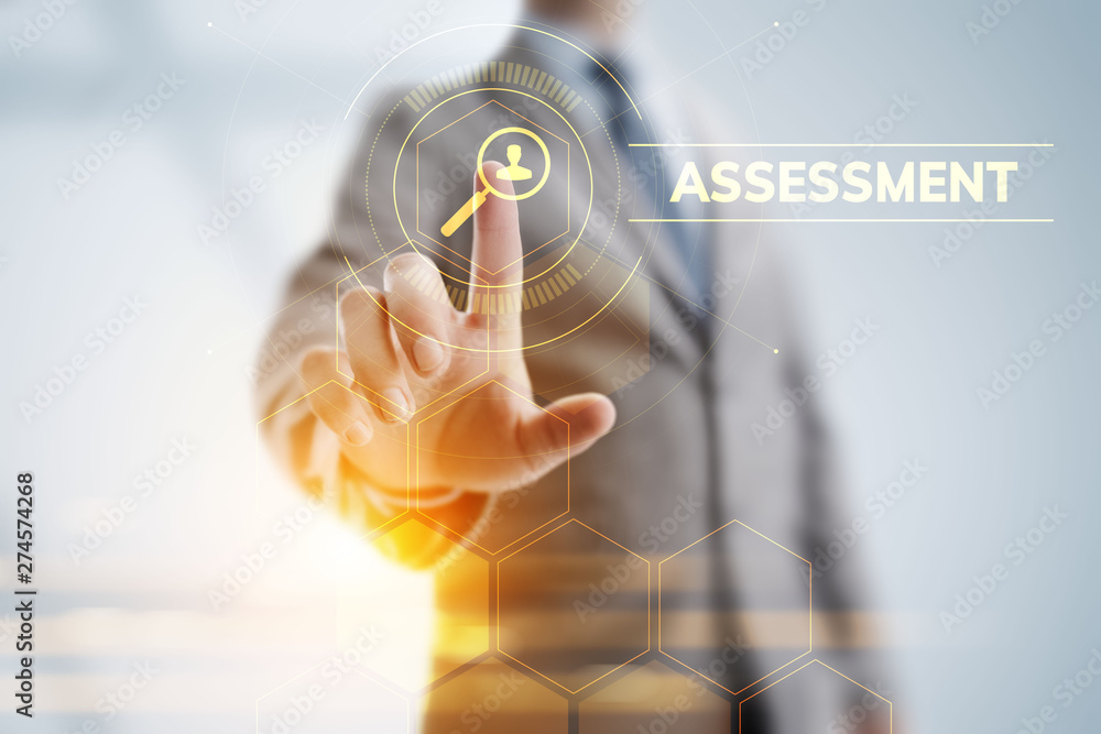 Assessment evaluation business analysis concept on screen. Stock Photo ...