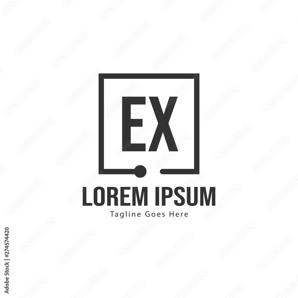 Initial EX logo template with modern frame. Minimalist EX letter logo ...