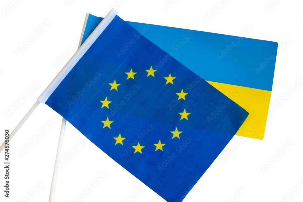 Flags of Ukraine and the European Union on the white background Stock ...