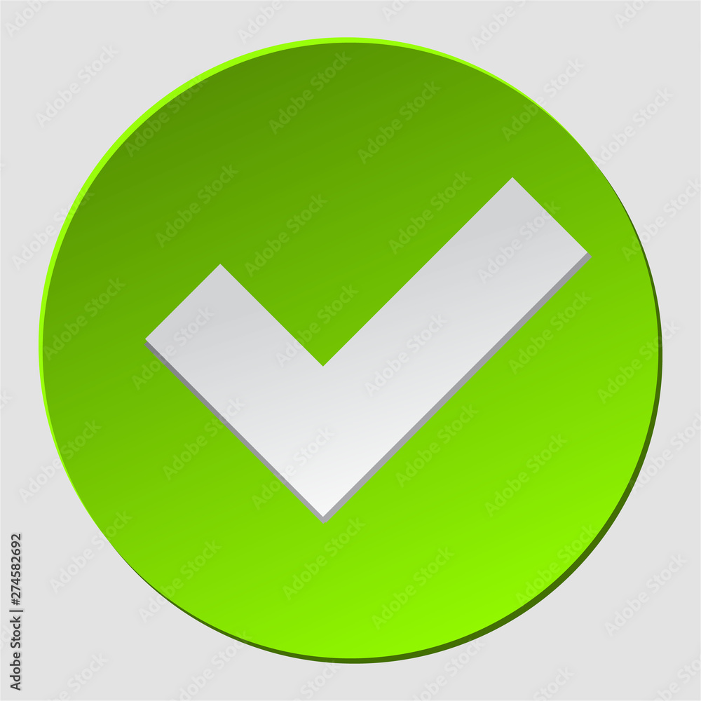 Green check in circle. Check mark sign approved. Ok, yes icon, simbol ...