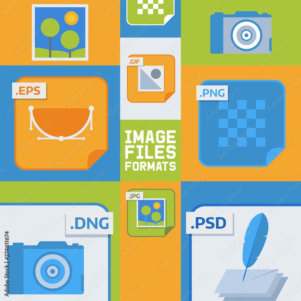 Image files formats banner vector illustration. Document formats such ...