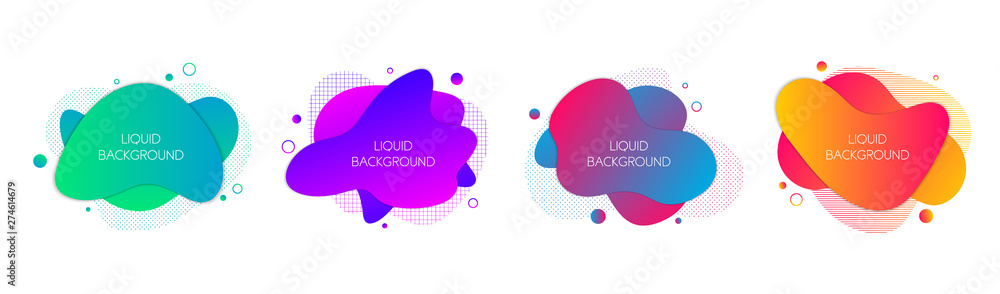 Set of 4 abstract modern graphic liquid elements. Dynamical waves vivid ...