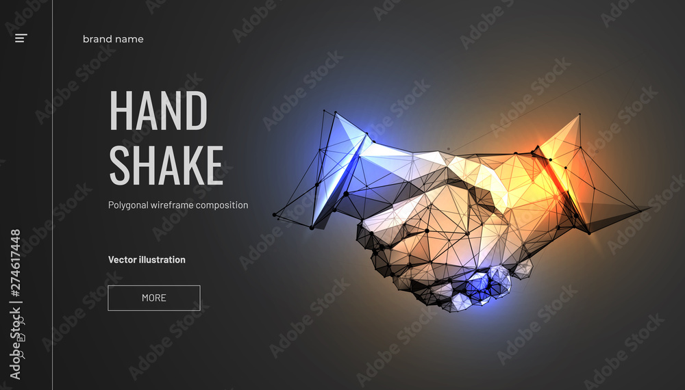Handshake. Abstract illustration isolated on black background ...