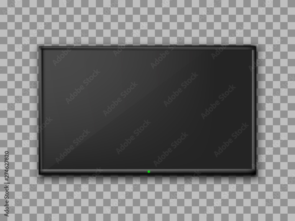 Realistic TV screen. Empty TV frame transparent background. Modern ...