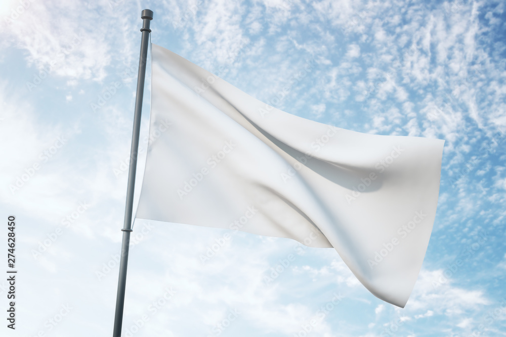Empty white flag in sky Stock Photo | Adobe Stock