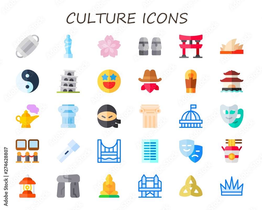 culture icon set Stock Vector | Adobe Stock