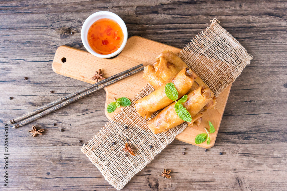 deep fried spring rolls, Por Pieer Tod or Fried spring rolls (Thai ...