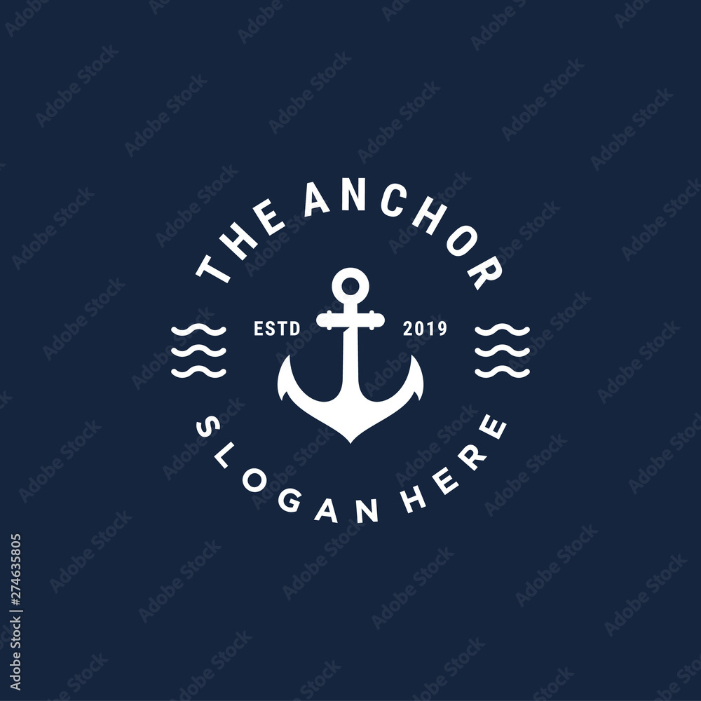 anchor symbol vector logo design Stock Vector | Adobe Stock
