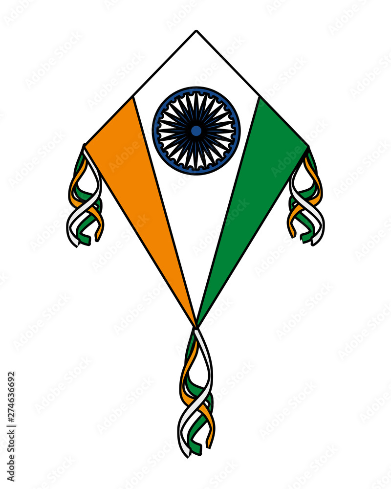 kite flying with indian flag country Stock Vector | Adobe Stock