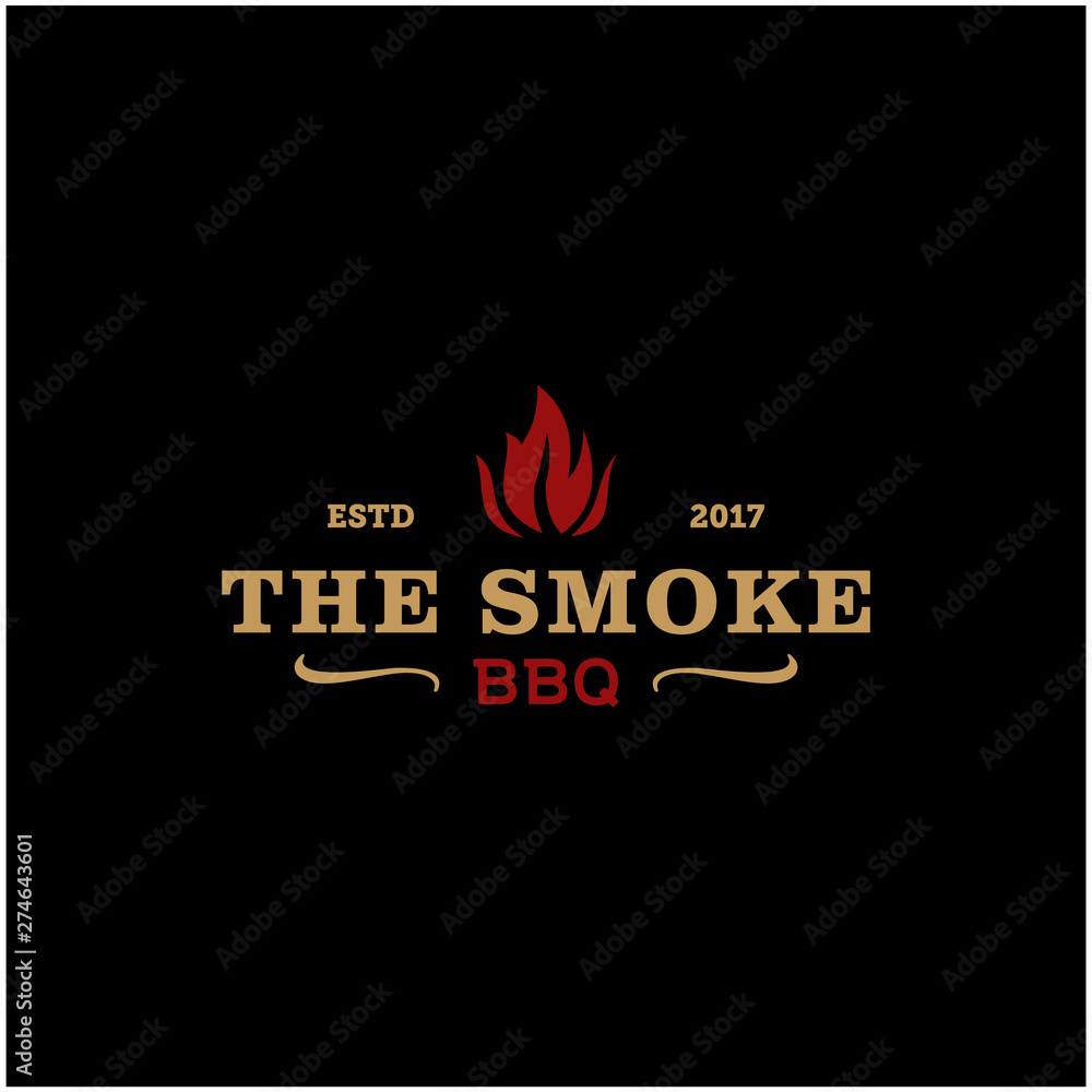 vintage barbeque / bbq smoke grill vector logo design Stock Vector ...