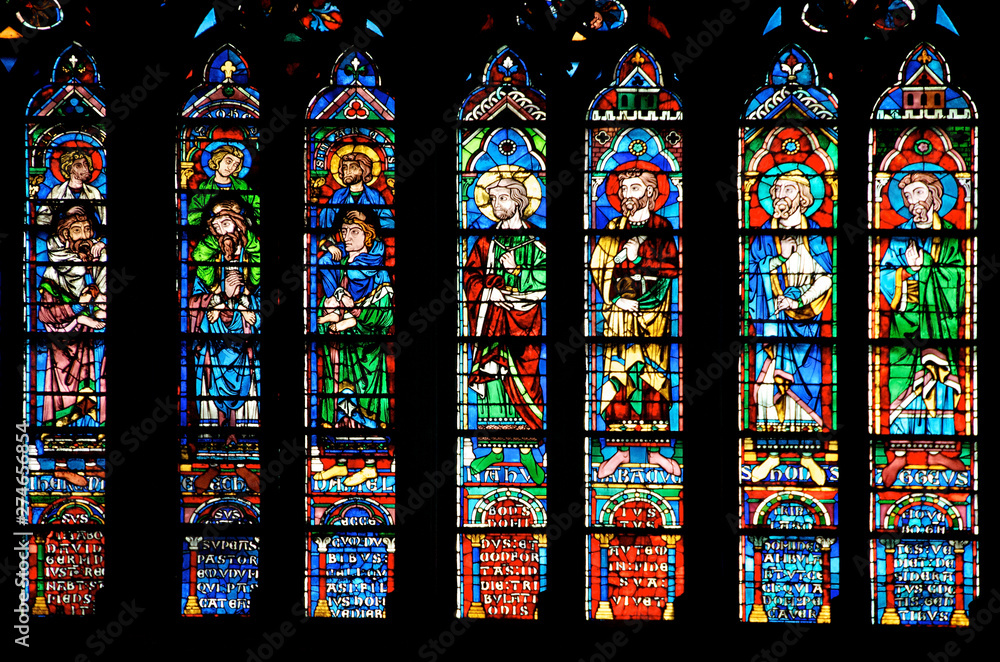 Stained glass lancet windows of prophets (pre April 2019 fire), Notre ...