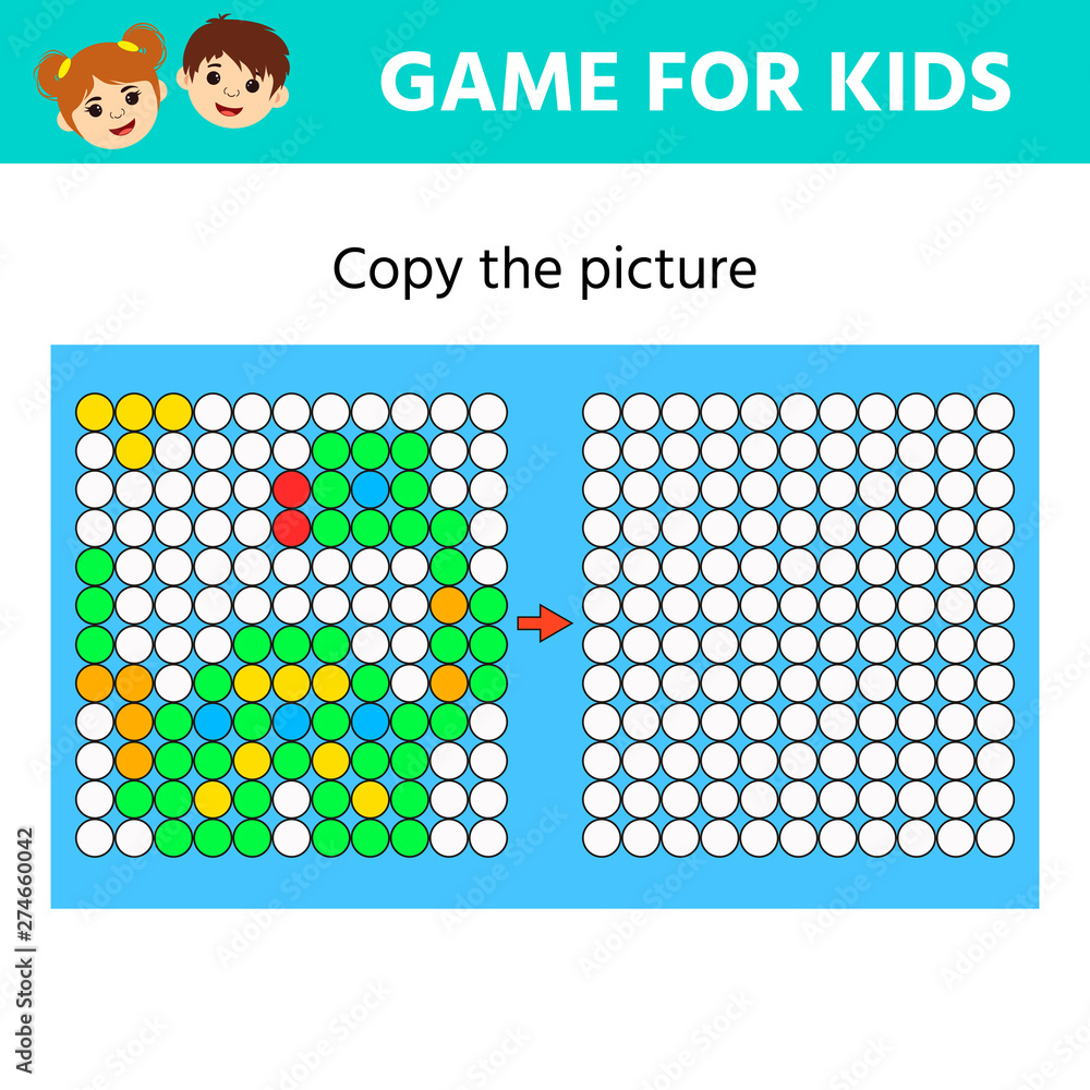 Education logic game for preschool kids. Copy the Picture. Drawing ...